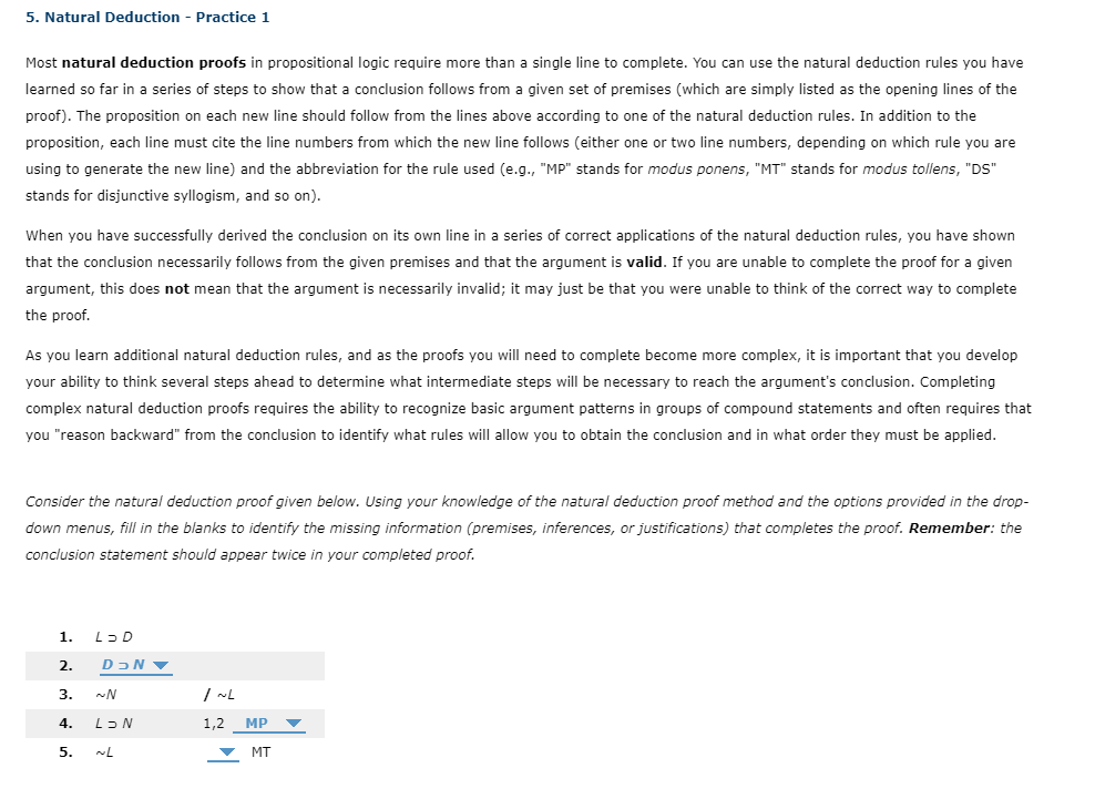 Solved 5. Natural Deduction - Practice 1 Most natural | Chegg.com