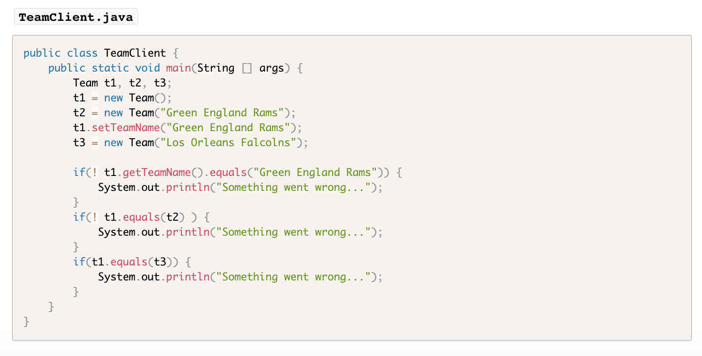 Solved Write a class encapsulating the concept of a team | Chegg.com
