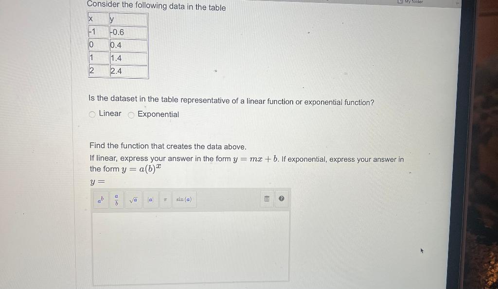 Solved Consider the following data in the table Is the | Chegg.com