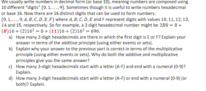 Solved We usually write numbers in decimal form (or base 10 | Chegg.com