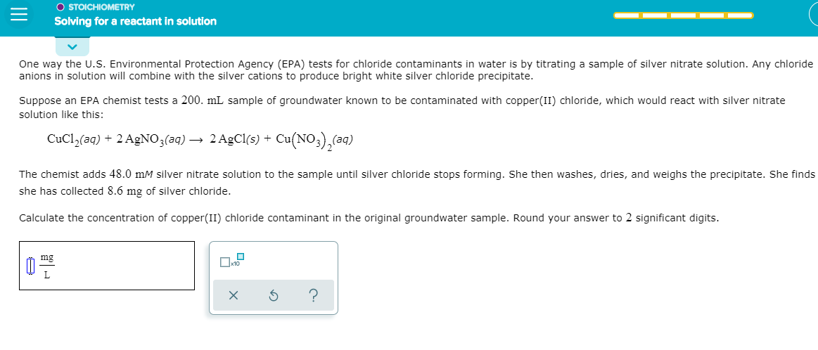Solved O STOICHIOMETRY Solving for a reactant in solution | Chegg.com