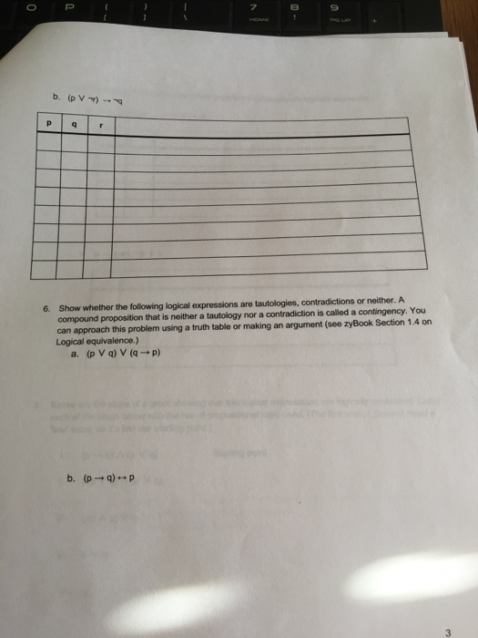 Solved 4. The values for the propositional variables p, q, | Chegg.com