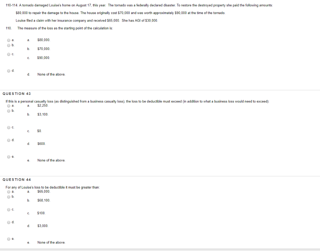 Solved 110-114. A tornado damaged Louise's home on August | Chegg.com