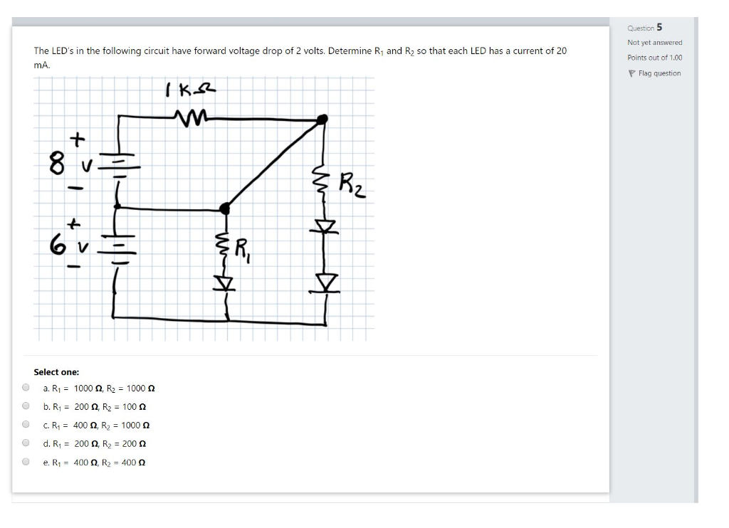 Solved The LED’s in the following circuit have forward | Chegg.com