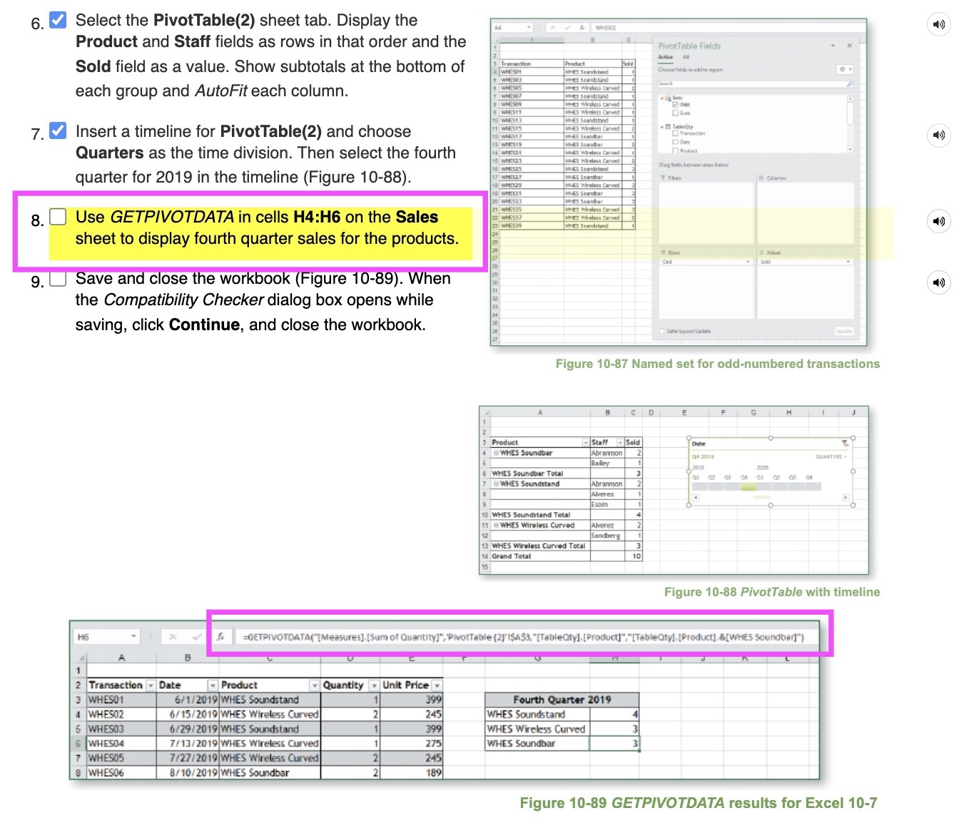 Solved 8. ﻿Use GETPIVOTDATA in cells H4:H6 ﻿on the Sales | Chegg.com