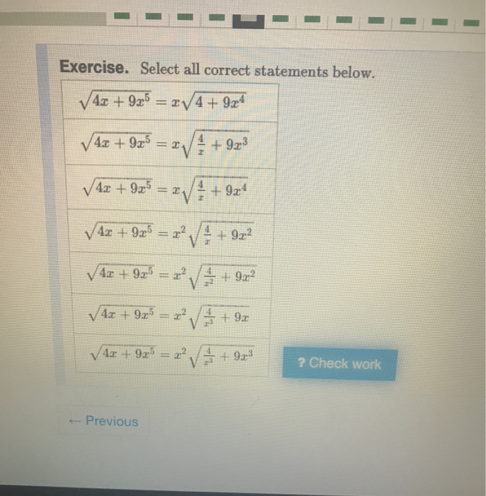 Solved Exercise. Select all correct statements below. ? | Chegg.com