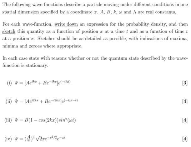 Solved The following wave-functions describe a particle | Chegg.com