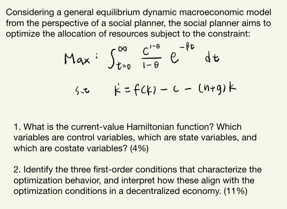 Solved Considering a general equilibrium dynamic | Chegg.com
