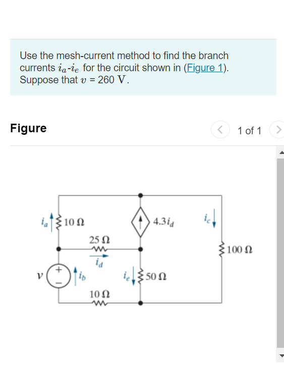 Solved Determine the currents ia, ib, ic, id, ie.Find the | Chegg.com