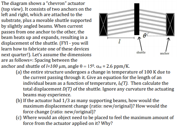 anchor The diagram shows a "chevron" actuator (top | Chegg.com