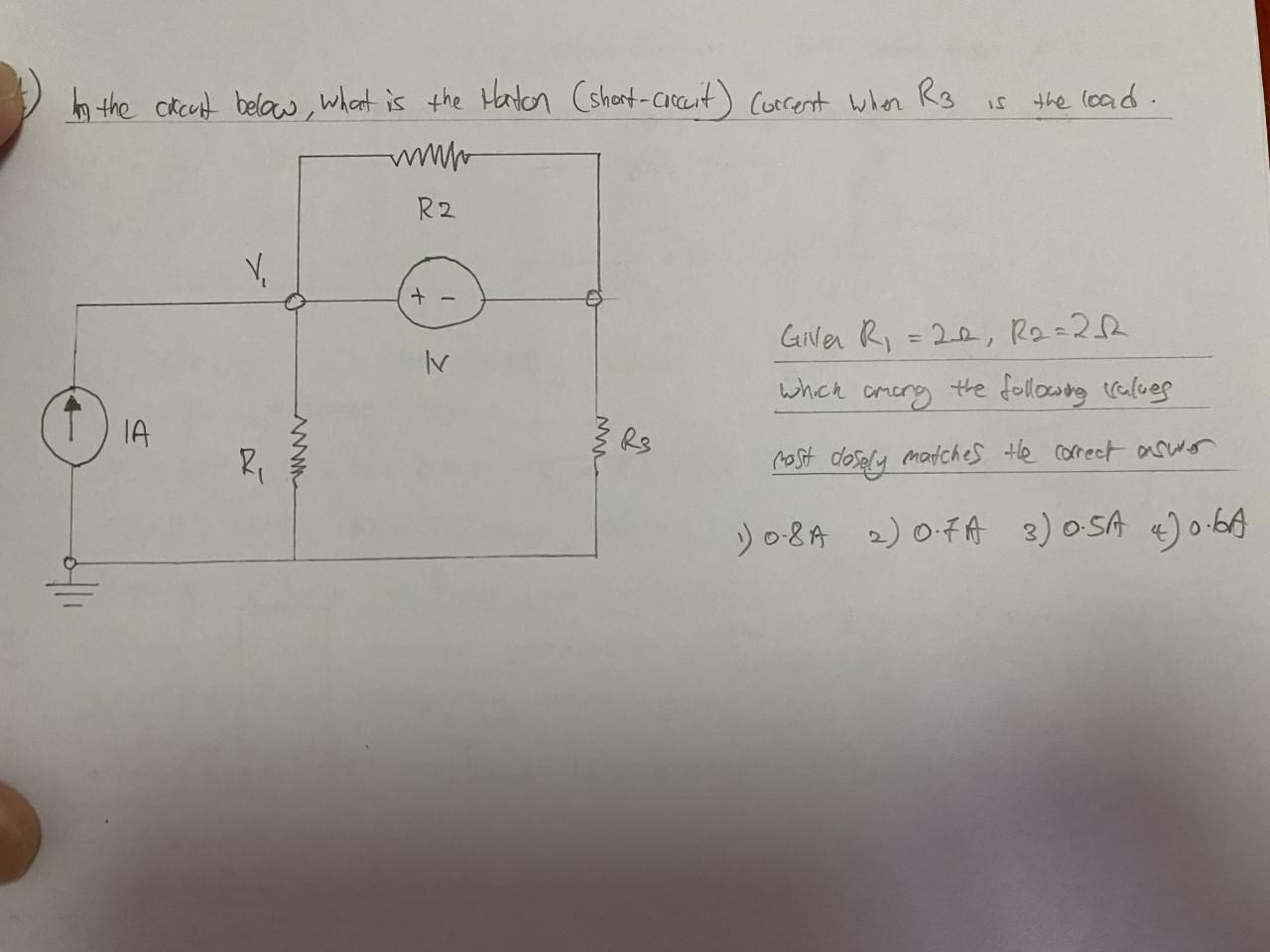 Solved is the load. In the carcant below, what is the Haton | Chegg.com