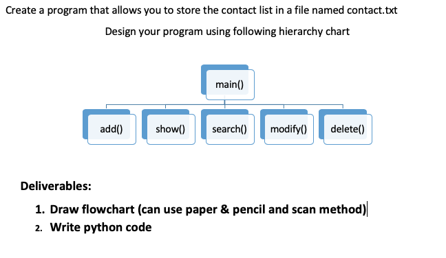 Solved Create a program that allows you to store the contact | Chegg.com