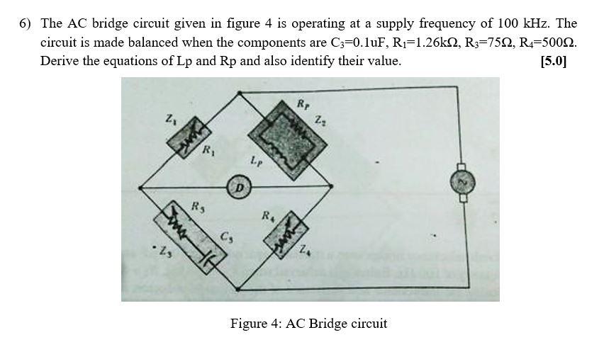Solved 6) The AC bridge circuit given in figure 4 is | Chegg.com