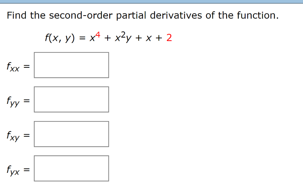 Solved Find the second-order partial derivatives of the | Chegg.com