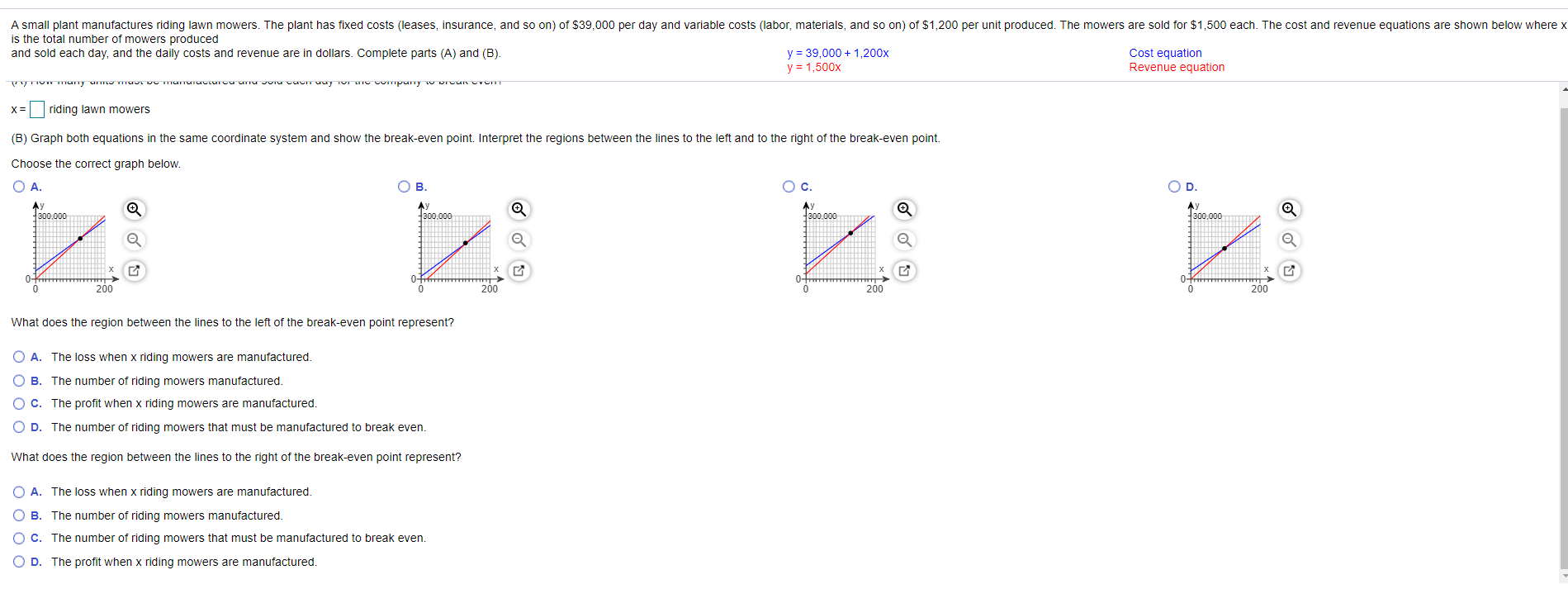 Solved A small plant manufactures riding lawn mowers. The | Chegg.com