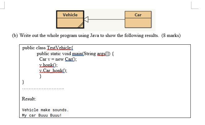 Solved Vehicle Car KA (b) Write out the whole program using | Chegg.com