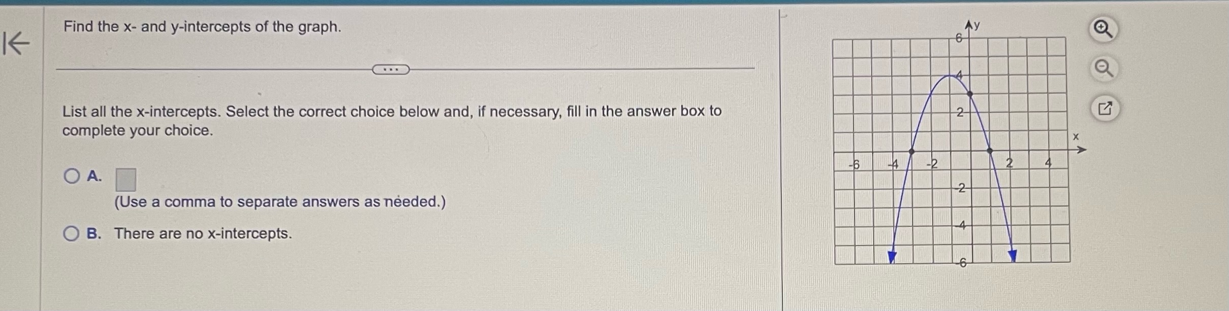 Solved Find the x - and y-intercepts of the graph. List all | Chegg.com