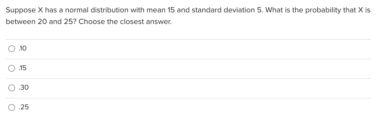Solved Suppose X has a normal distribution with mean 15 and | Chegg.com