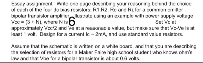 Solved Essay assignment. Write one page describing your | Chegg.com