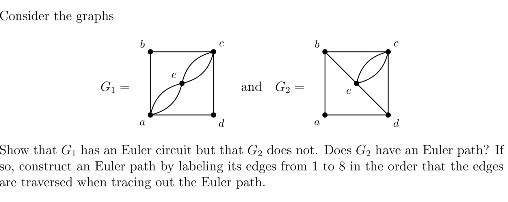 Solved Consider the graphs and Show that G1 has an Euler | Chegg.com