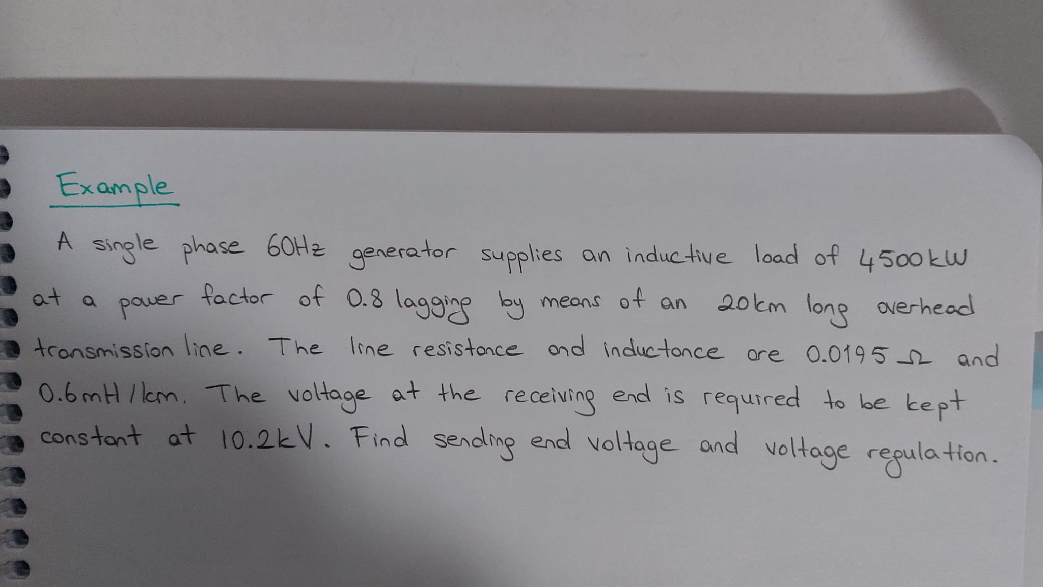 Solved ExampleA single phase 60 ﻿Hz generator supplies an | Chegg.com
