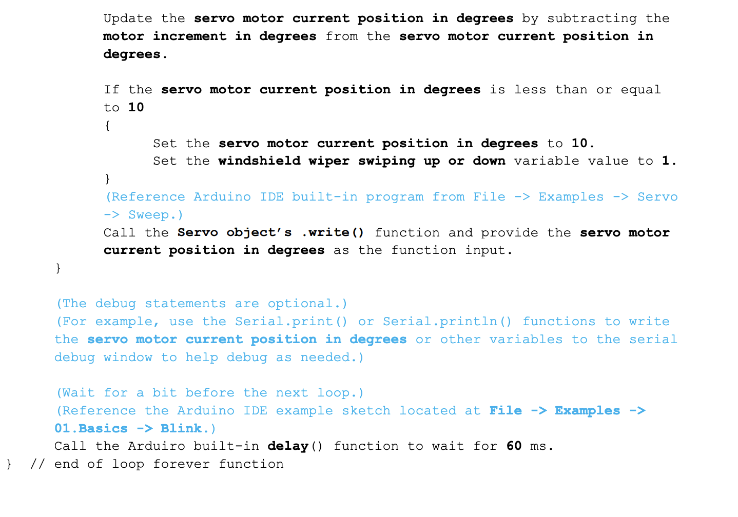 Solved Update the servo motor current position in degrees by | Chegg.com