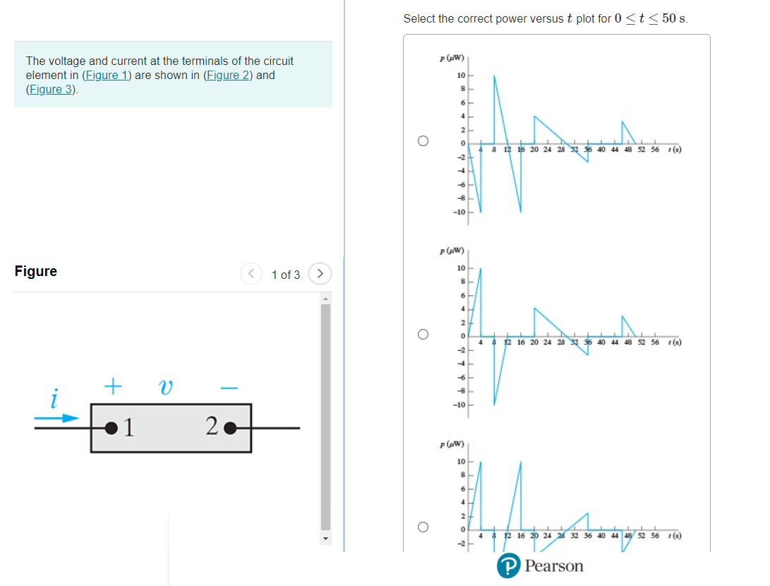 Solved Select the correct power versus t plot for 0≤t≤50 s. | Chegg.com