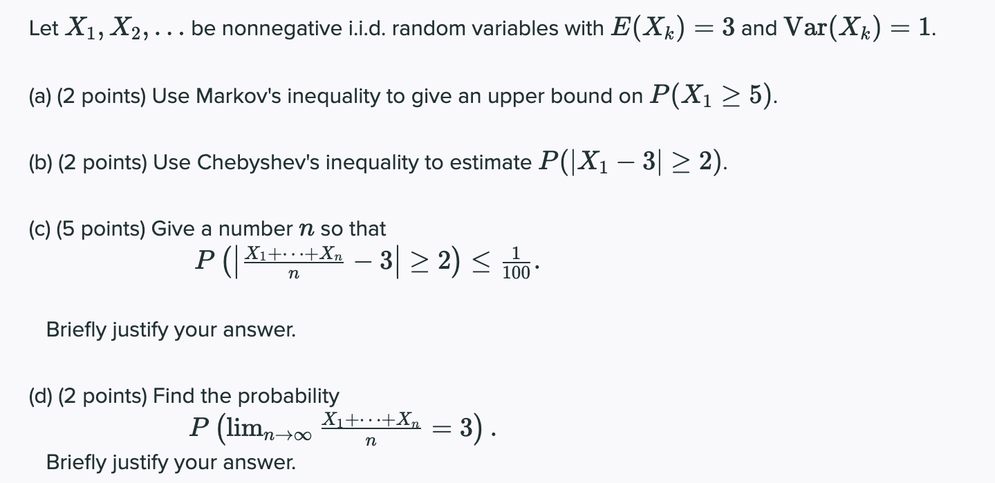 Solved Let X1, X2, ... be nonnegative i.i.d. random | Chegg.com