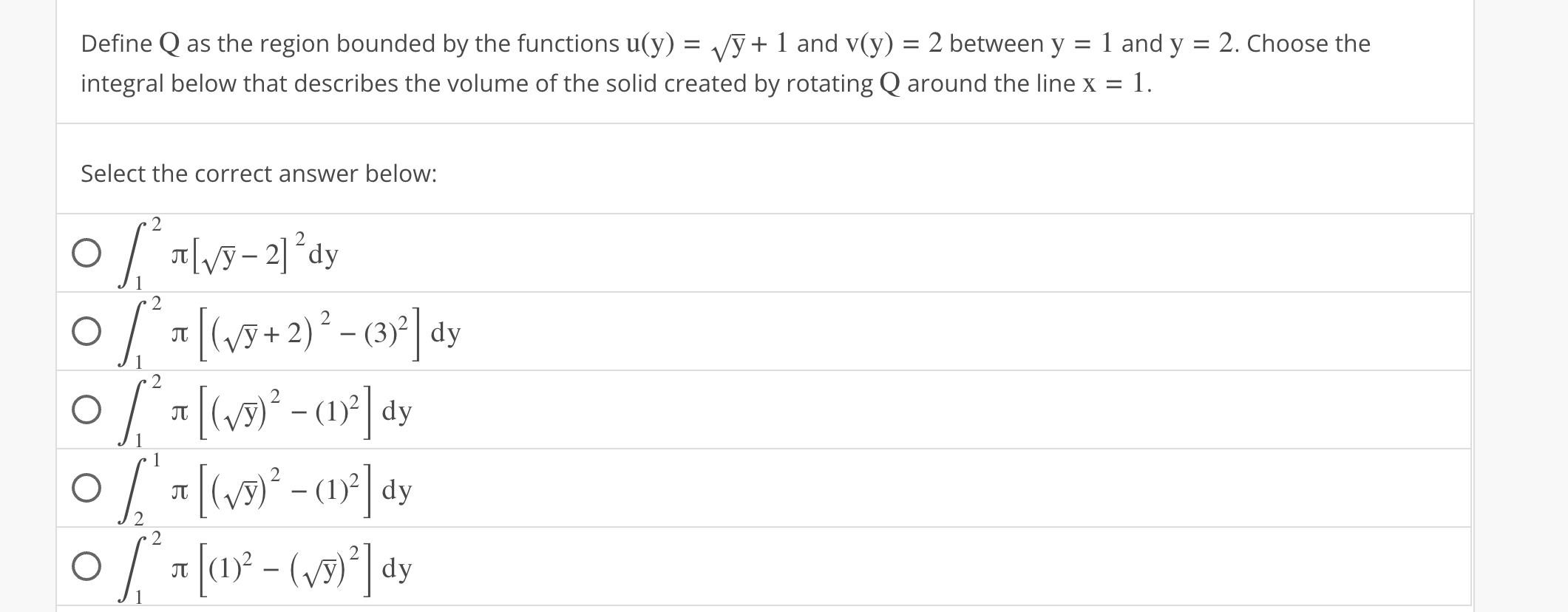 Solved Define Q as the region bounded by the functions | Chegg.com