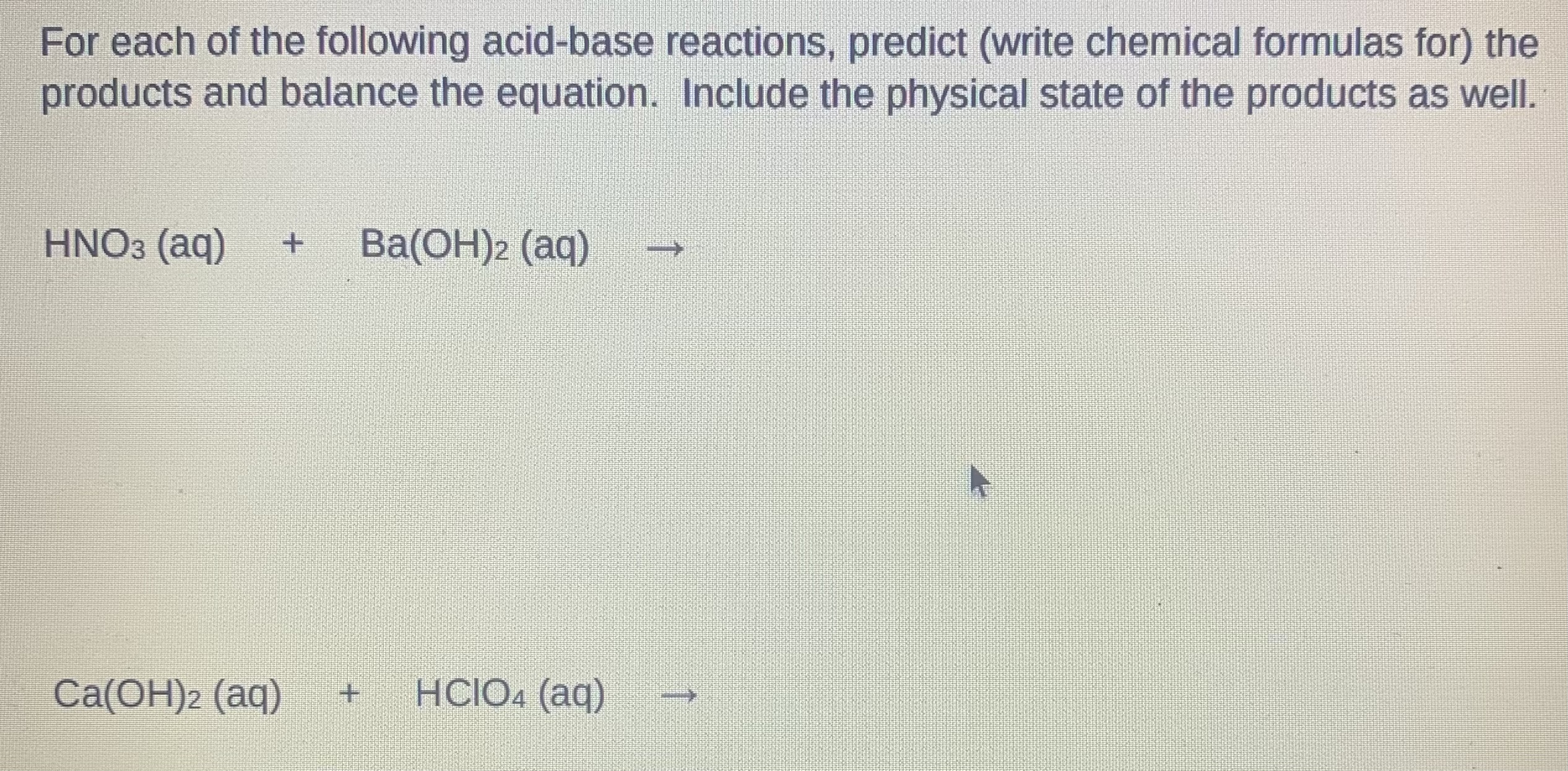 Solved For each of the following acid-base reactions, | Chegg.com