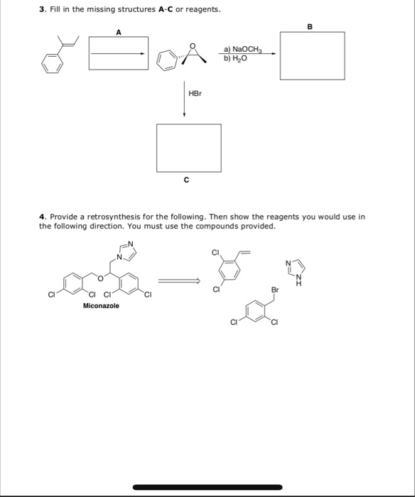 Solved 3. Fill in the missing structures A-C or reagents. a) | Chegg.com