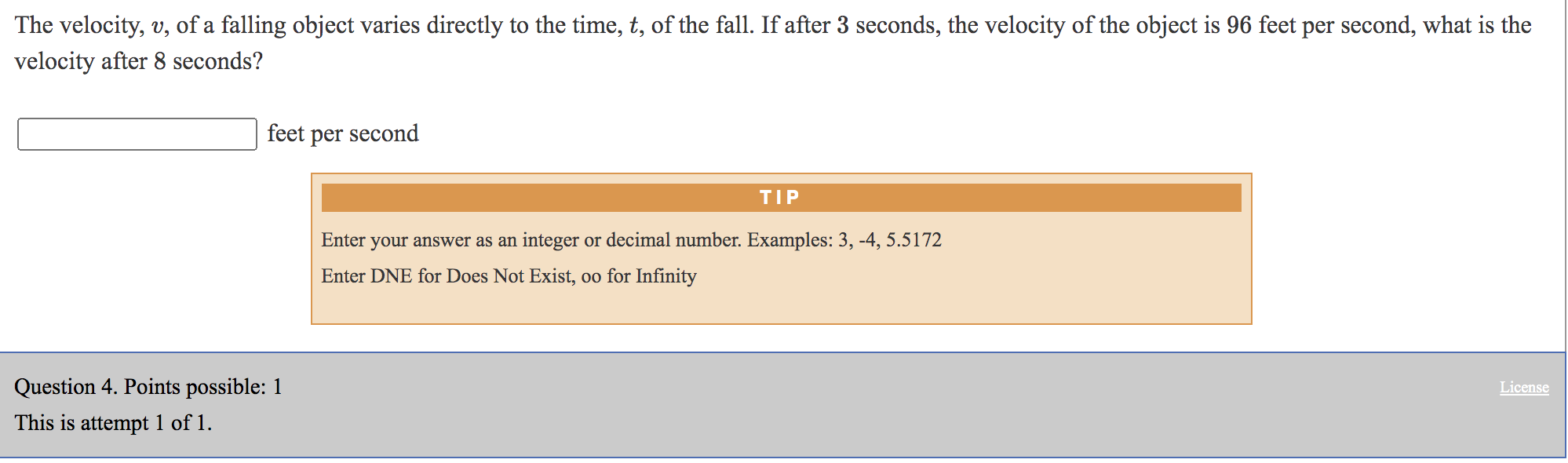 Solved The velocity, v, of a falling object varies directly | Chegg.com
