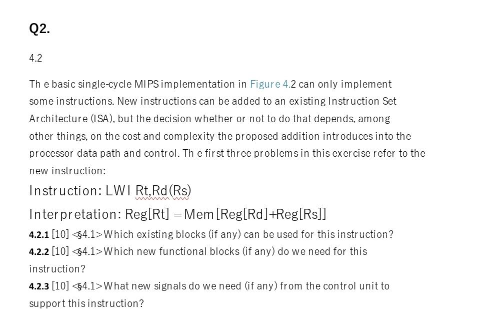 Solved Q2 42 The Basic Single Cycle Mips Implementation In 8514