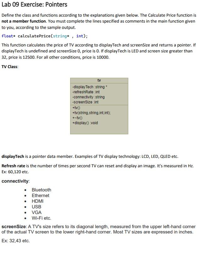 Solved Lab 09 Exercise: Pointers Define the class and | Chegg.com