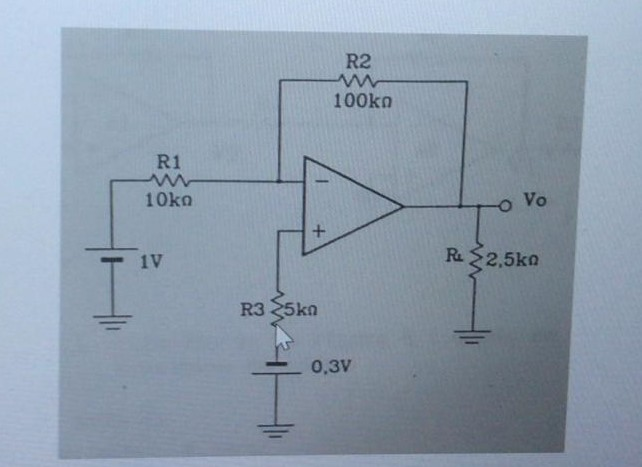 Solved R2 100kn R1 w 10ko Vo + 1V Re $2,5kn I R3 35kn 0,3V | Chegg.com