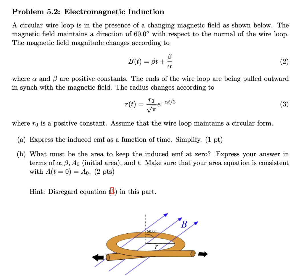 Solved Problem 5.2: Electromagnetic Induction A circular | Chegg.com