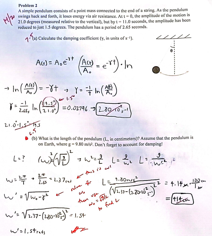 Solved Problem 2 A simple pendulum consists of a point mass | Chegg.com