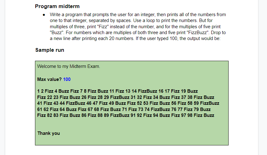 Solved Program midterm • Write a program that prompts the | Chegg.com