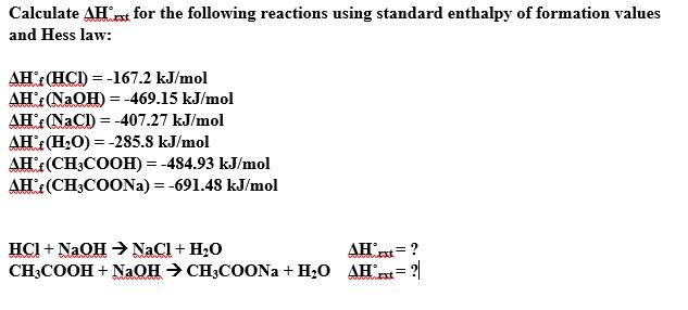 Solved Calculate AH ext for the following reactions using | Chegg.com