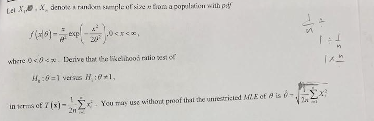Solved Let X1,Xn denote a random sample of size n from a | Chegg.com