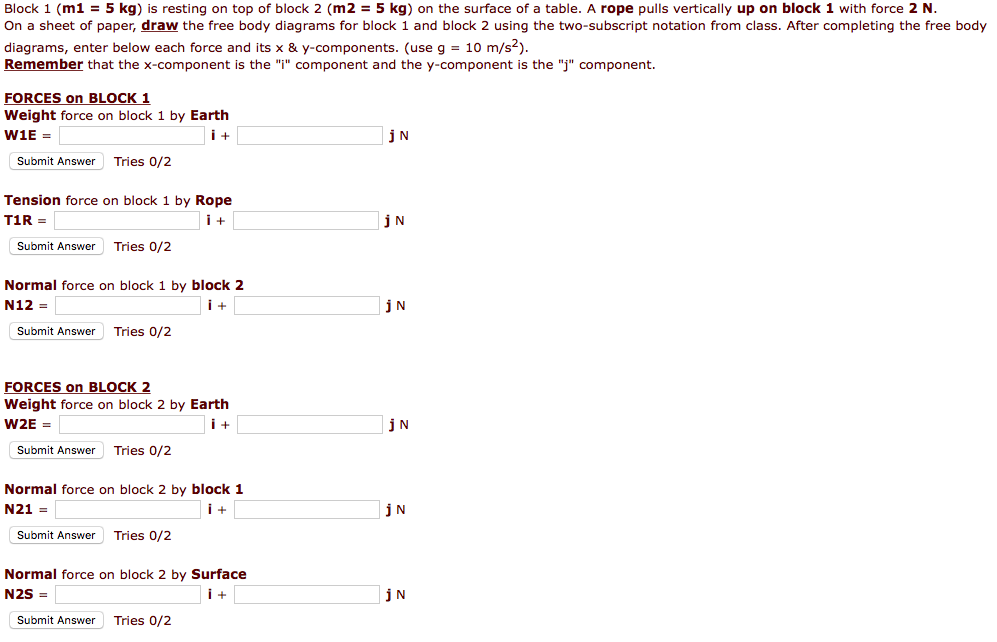 Solved Block 1 (m1 = 5 kg) is resting on top of block 2 (m2 | Chegg.com