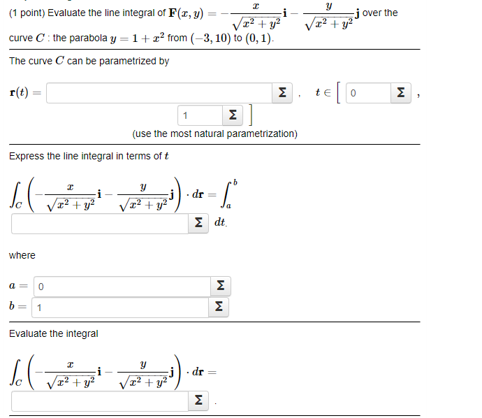 Solved (1 point) Evaluate the line integral of F(x,y)= over | Chegg.com