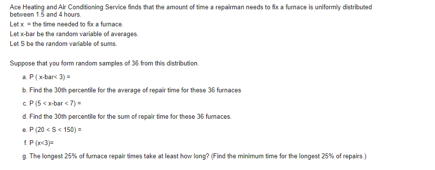 Solved Ace Heating and Air Conditioning Service finds that | Chegg.com