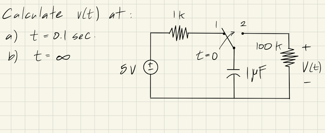 Solved IK Calculate vlt) at: a) t = 0.1 sec 2 WM look + b) | Chegg.com