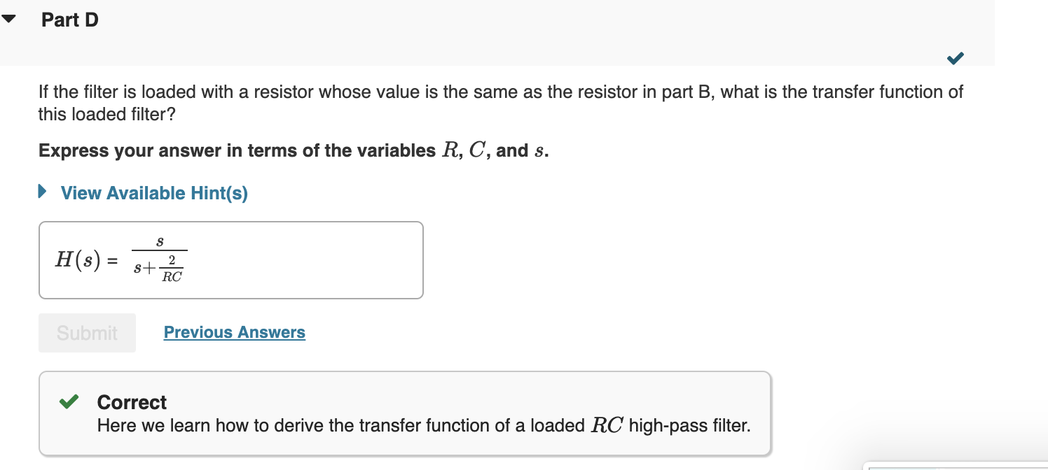 Solved Design a passive RC high-pass filter with a cutoff | Chegg.com