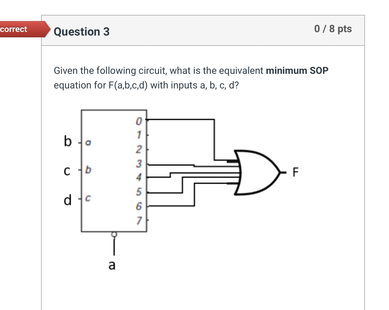 Solved correct Question 3 0 / 8 pts Given the following | Chegg.com