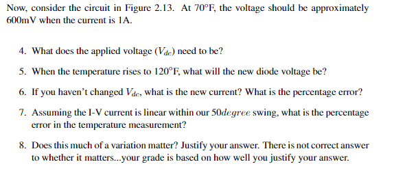 Solved Figure 2.13: Resistor and Diode Circuit for Temp | Chegg.com