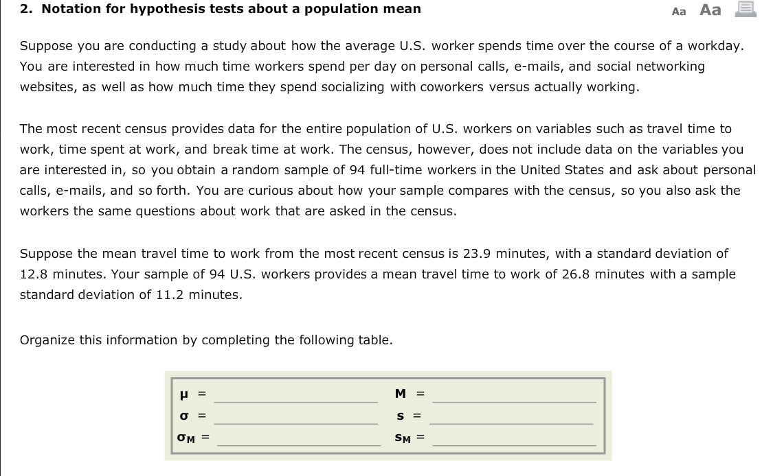 Solved 2 Notation For Hypothesis Tests About A Population 9619