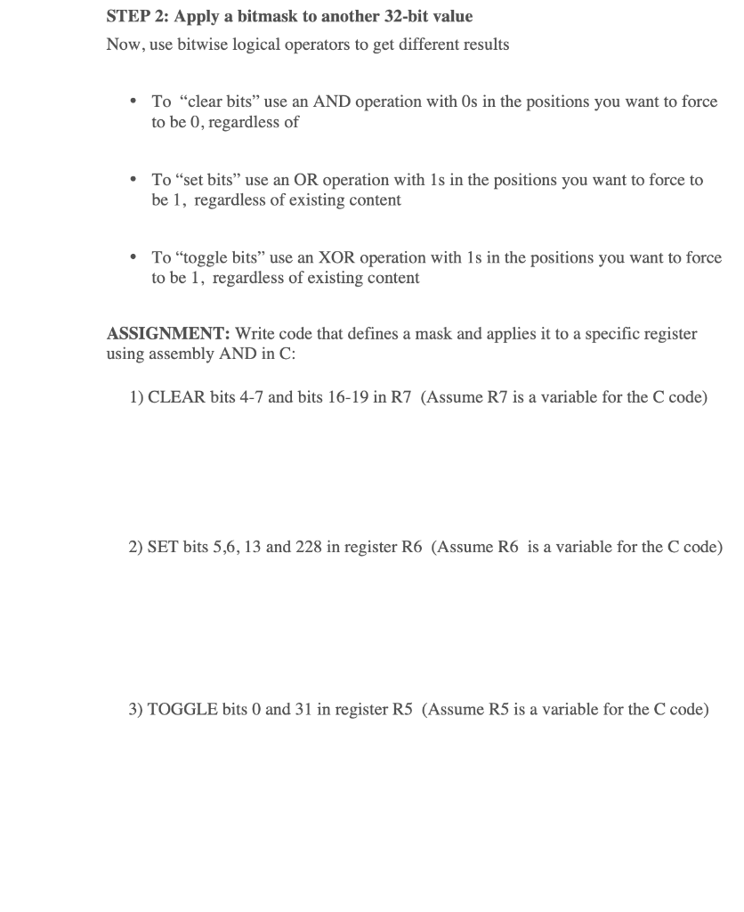 Solved STEP 2: Apply a bitmask to another 32-bit value Now, | Chegg.com