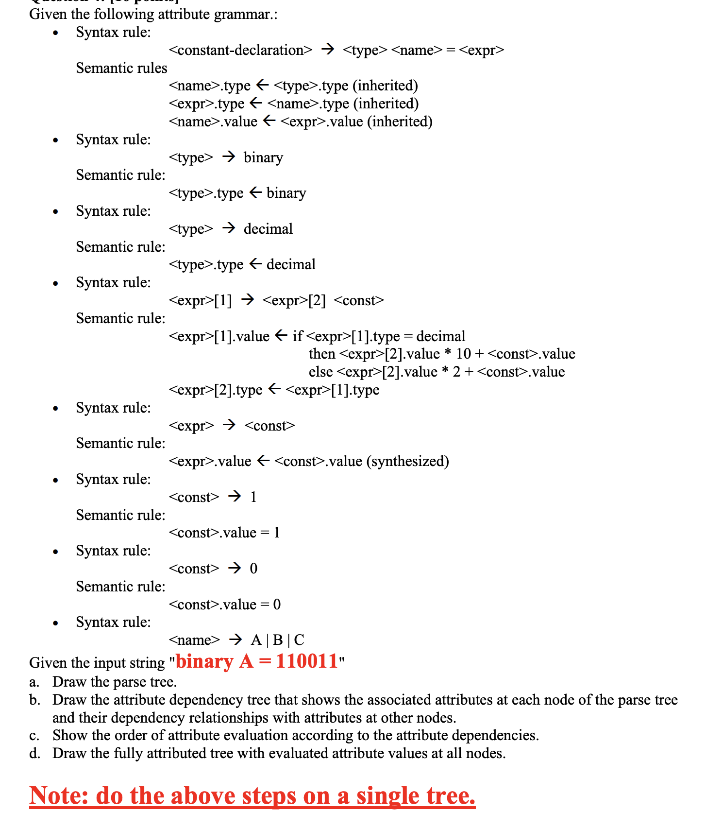 Solved Note, Address the below steps on a single tree. Only | Chegg.com